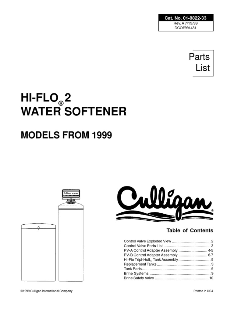 Culligan HiFlo2 - Parts List | PDF | Valve | Pipe (Fluid Conveyance)
