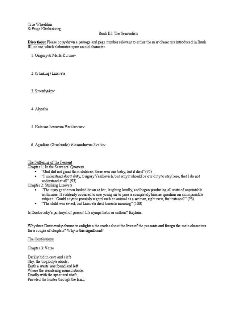 AP Lit Karamozov Handout | PDF | The Brothers Karamazov | Religious ...