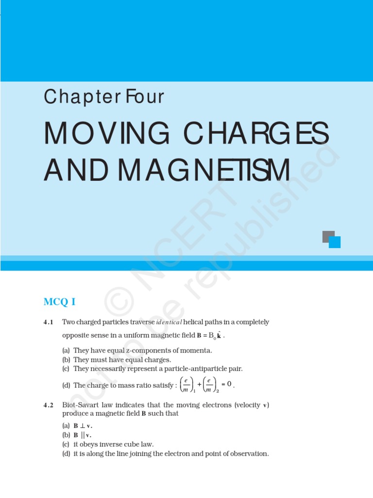 Moving Charges and Magnetism | PDF | Magnetic Field | Electron