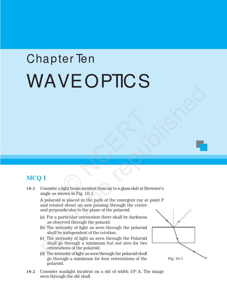Wave Optics | PDF | Refractive Index | Optics