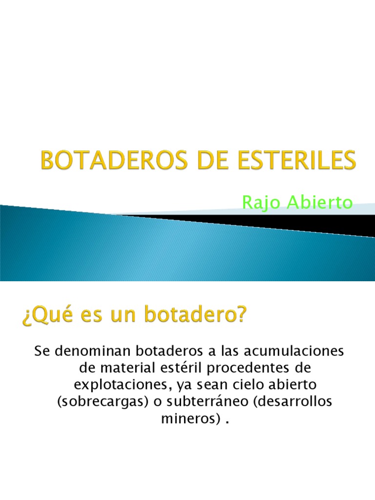 Tipos y Gestión de Botaderos en Minería | PDF