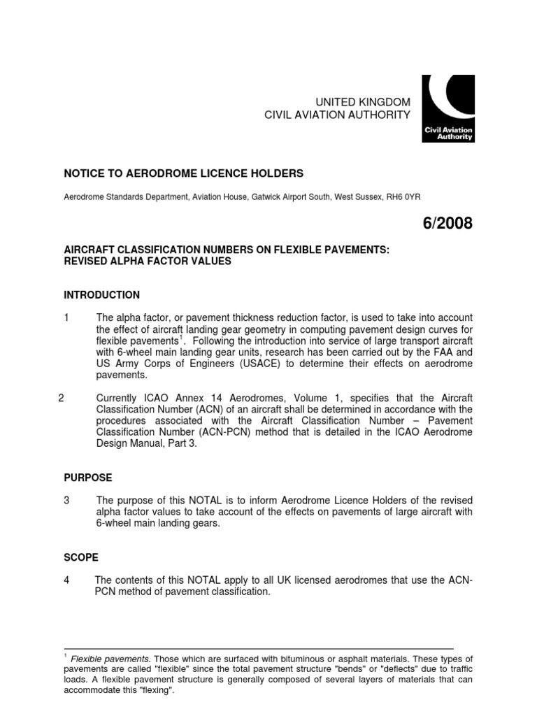Aircraft Classification Numbers On Flexible Pavements | PDF | Aviation ...