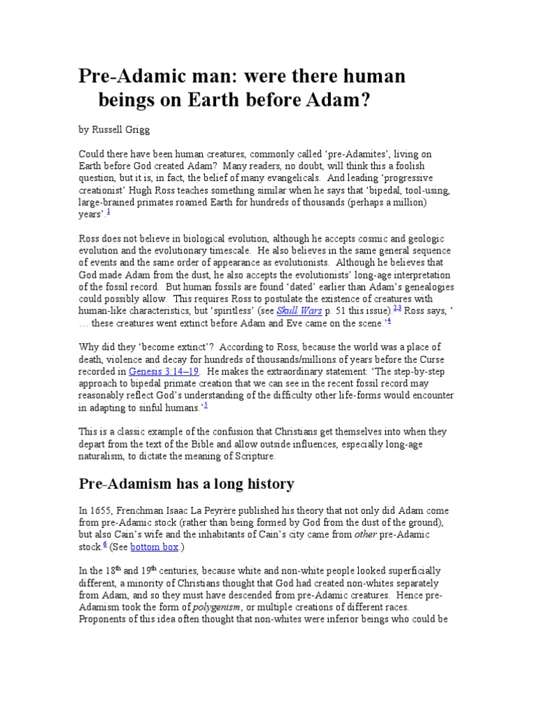 Pre-Adamism: Examining Human Origins | PDF | Adam And Eve | Religious ...