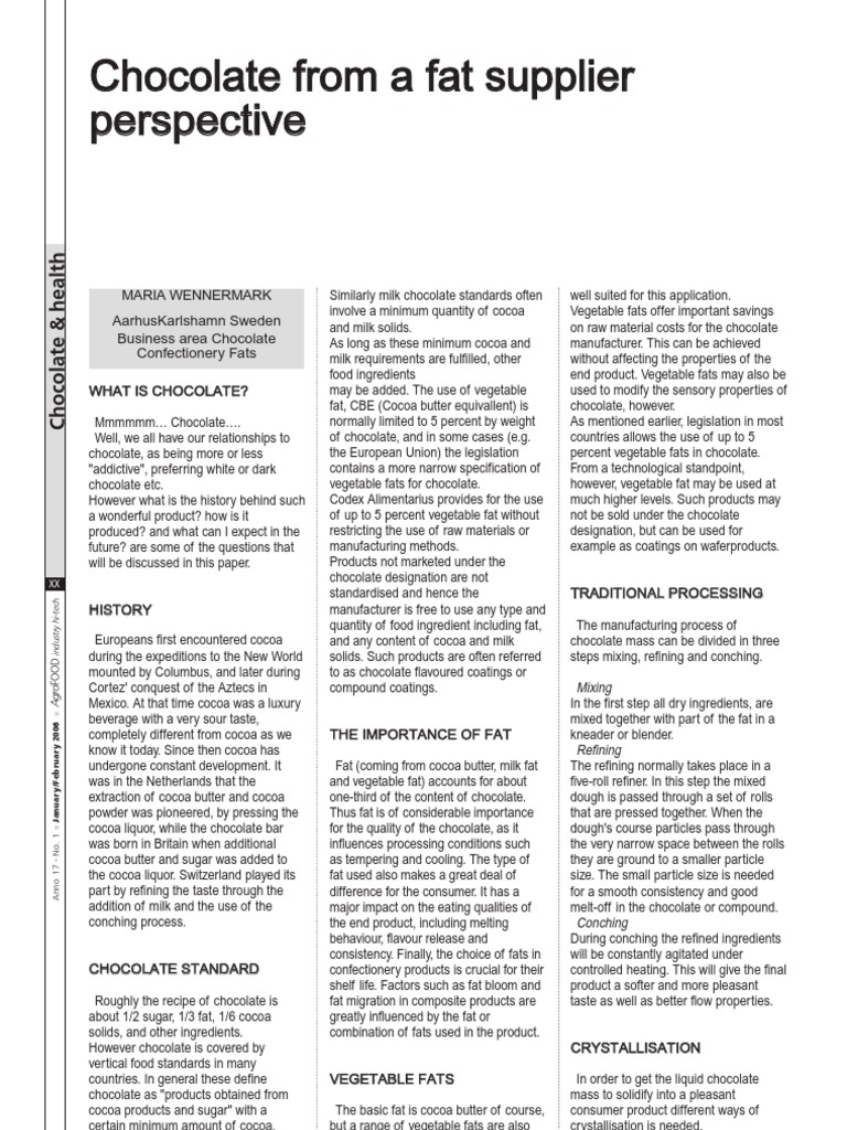 Chocolate and Fats | PDF | Chocolate | Crystallization