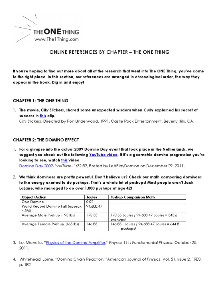 Online References for "The ONE Thing" | PDF | Self Control | Self ...