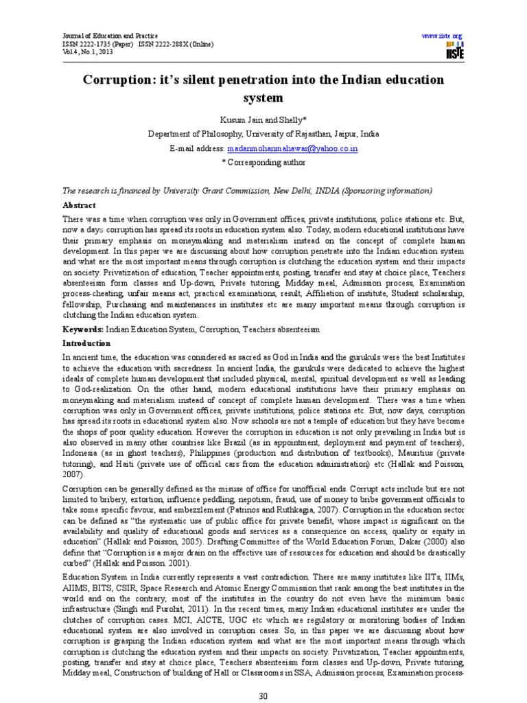 Corruption It's Silent Penetration Into The Indian Education System ...