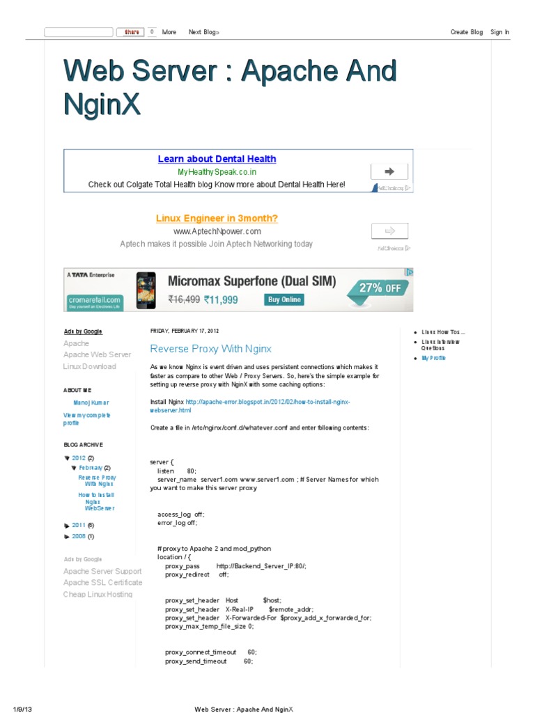 Web Server - Apache and NginX | PDF | Apache Http Server | Web Server