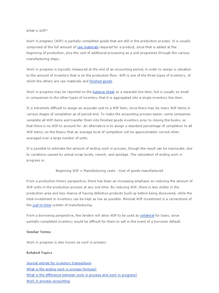 What Is WIP | PDF | Inventory | Valuation (Finance)