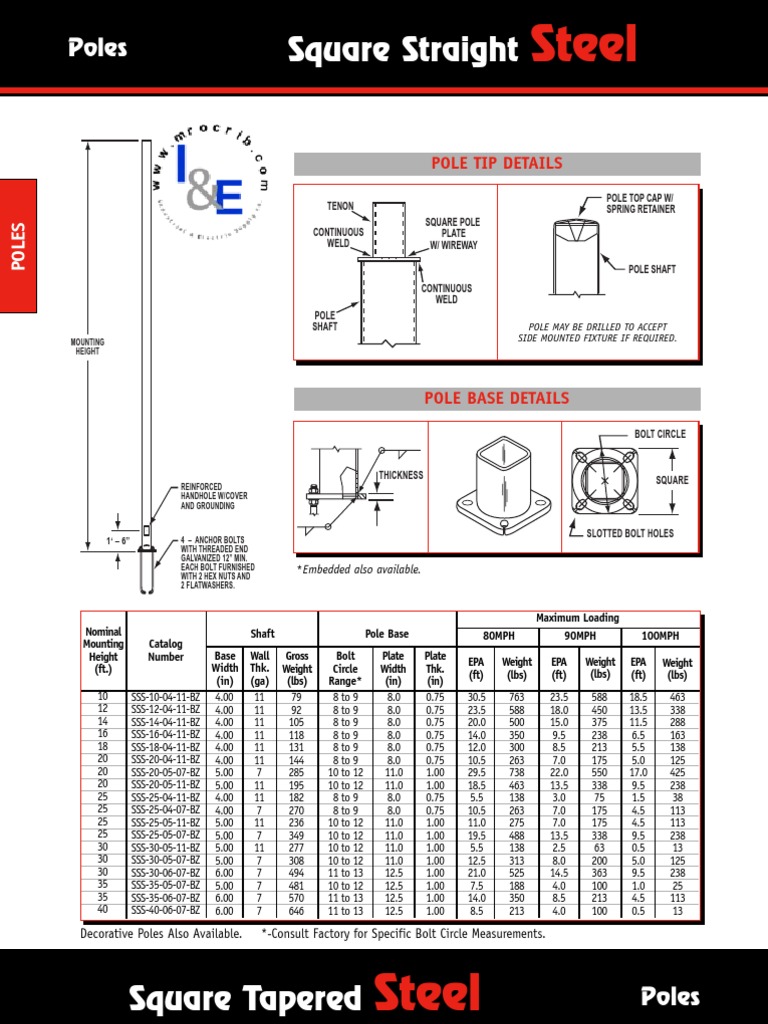 Square Straight Steel Pole | PDF | Metalworking | Screw