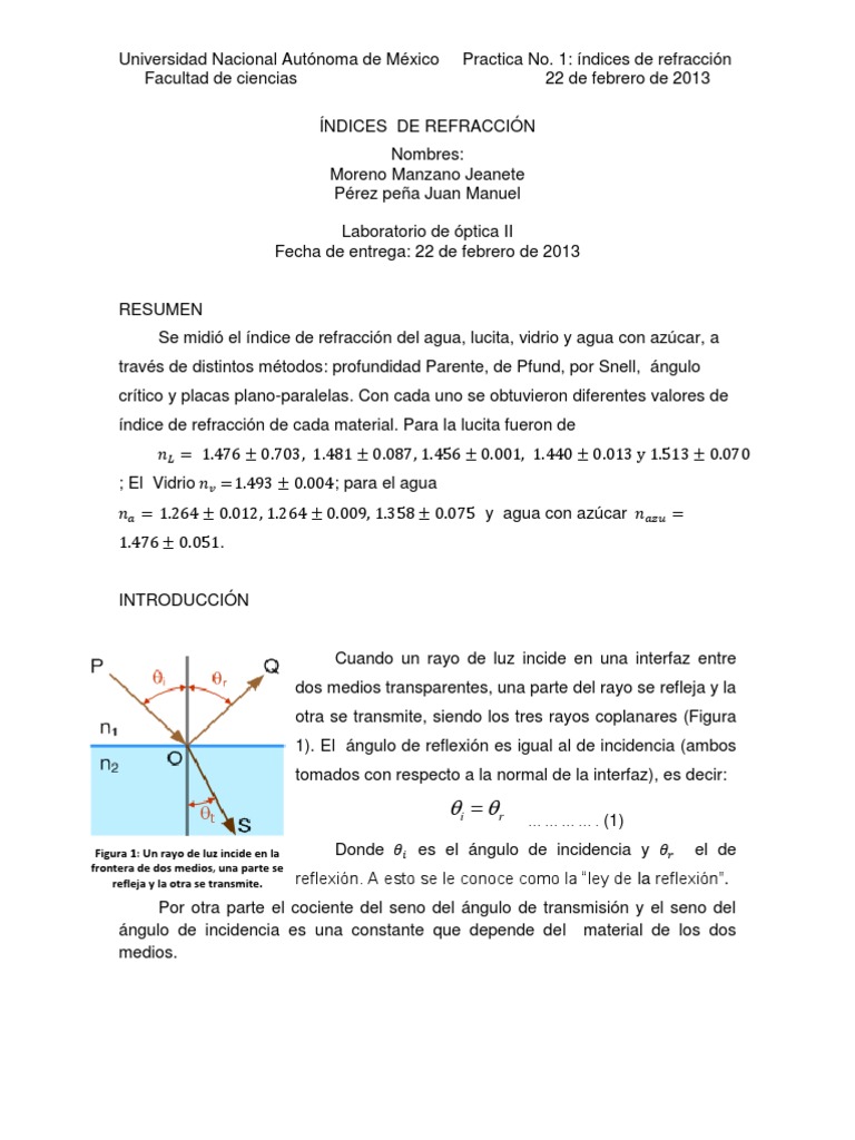 Indice de Refrac. | PDF | Refracción | Ligero
