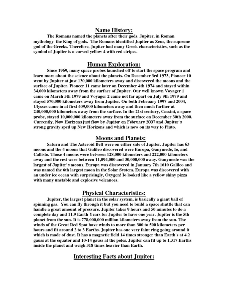 Jupiter Planet Notes | PDF | Jupiter | Natural Satellite