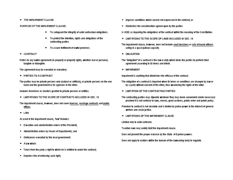 The Impairment Clause | PDF | Private Law | Common Law
