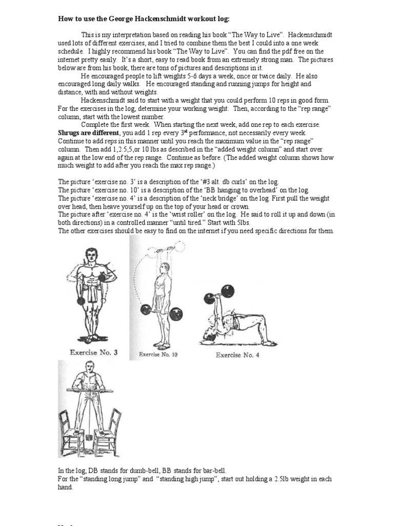 George Hackenschmidt Workout Log and Explanation | PDF | Hobbies ...