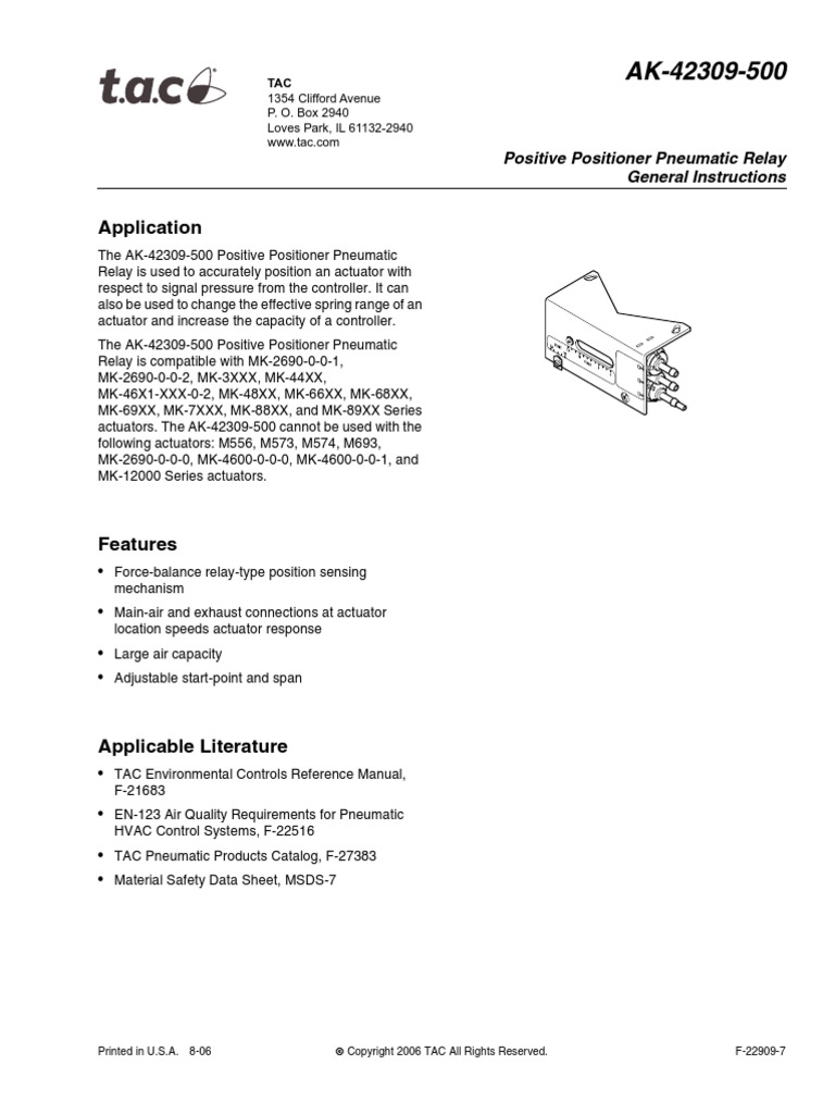 TAC Pneumatic Pilot Positioner | PDF | Valve | Actuator