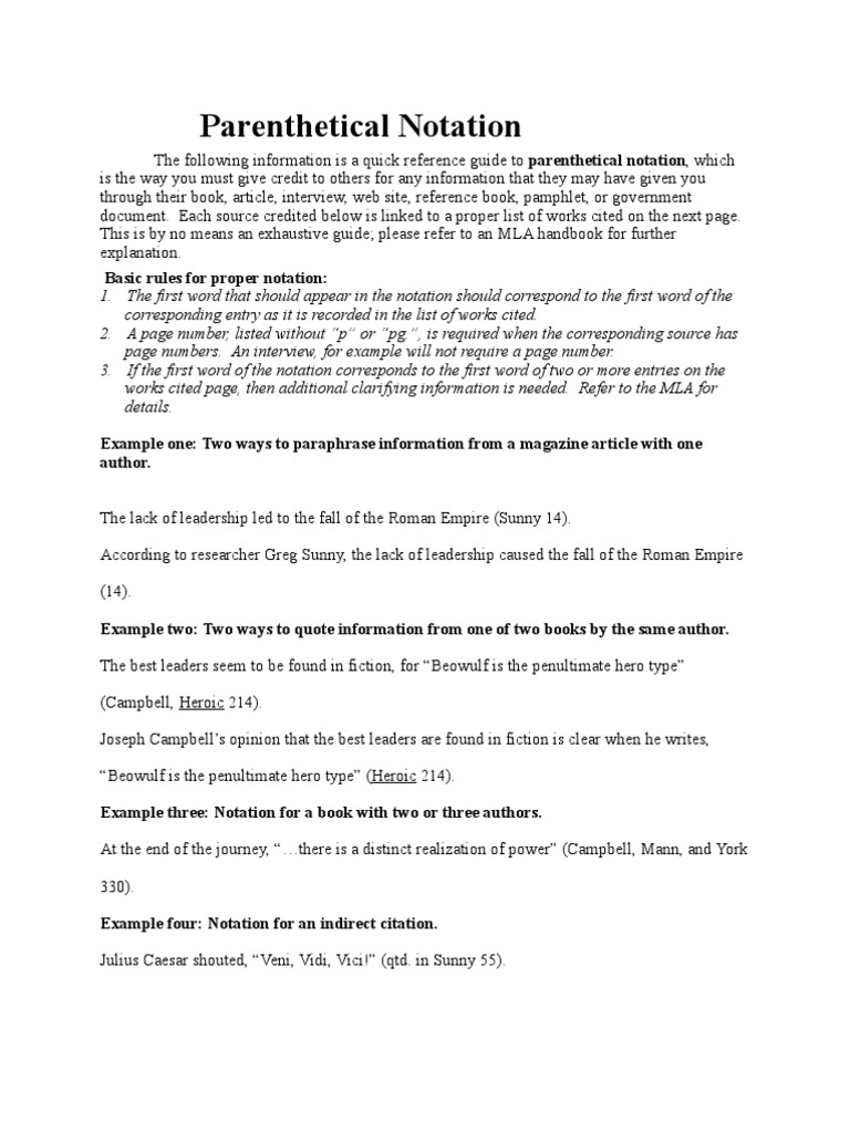 How To Use Parenthetical Notation | PDF | Citation | Books