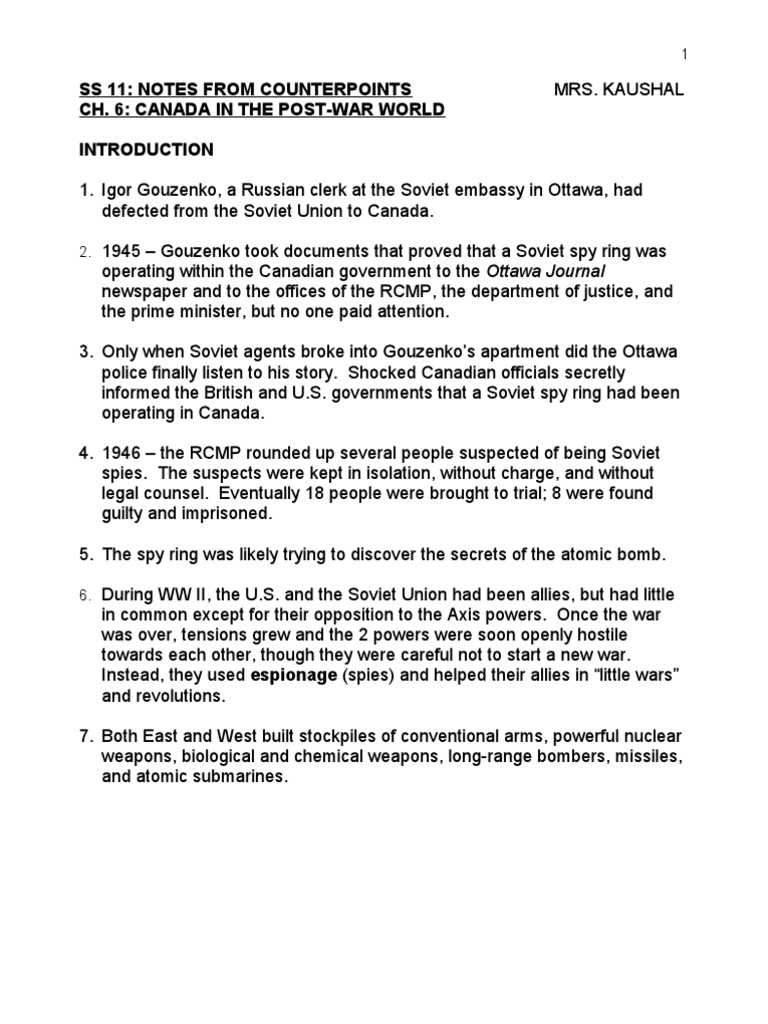 CH 6 - Canada in The Post-War | PDF