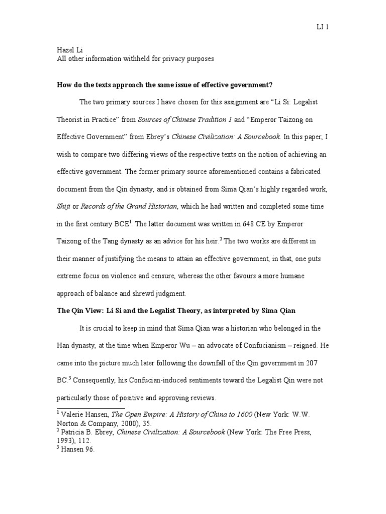 HIS 280 Assignment2 - Primary Source Comparison | PDF | Confucianism ... HIS 280 Assignment2 - Primary Source Comparison | PDF | Confucianism ...