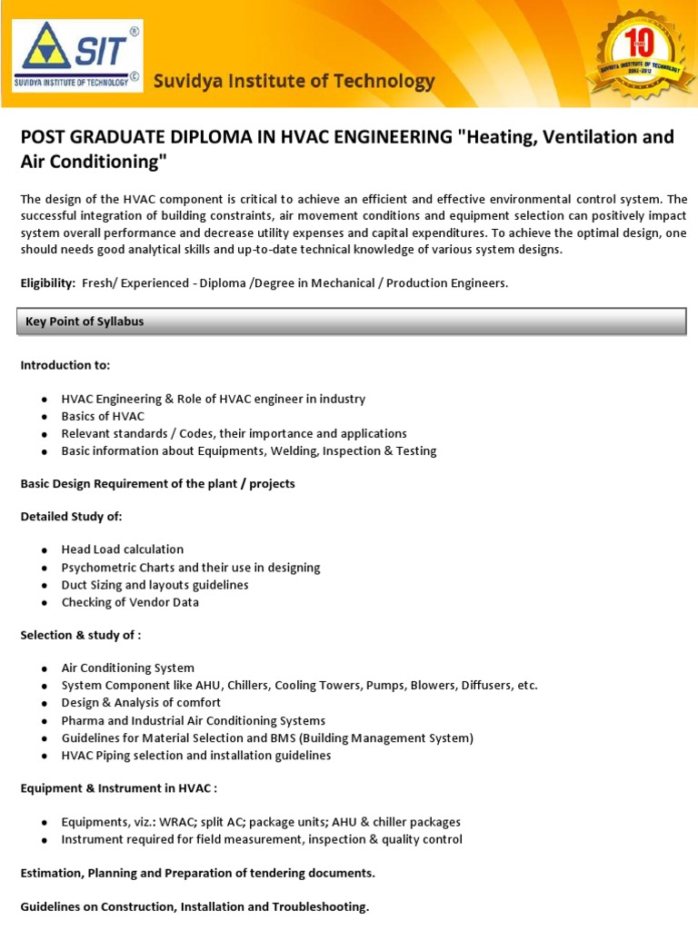 Postgraduate Diploma in HVAC Engineering | PDF | Business | Technology ...