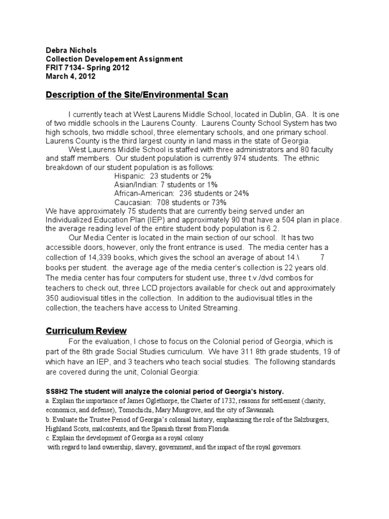 Collection and Development Plan | PDF | Books | Learning
