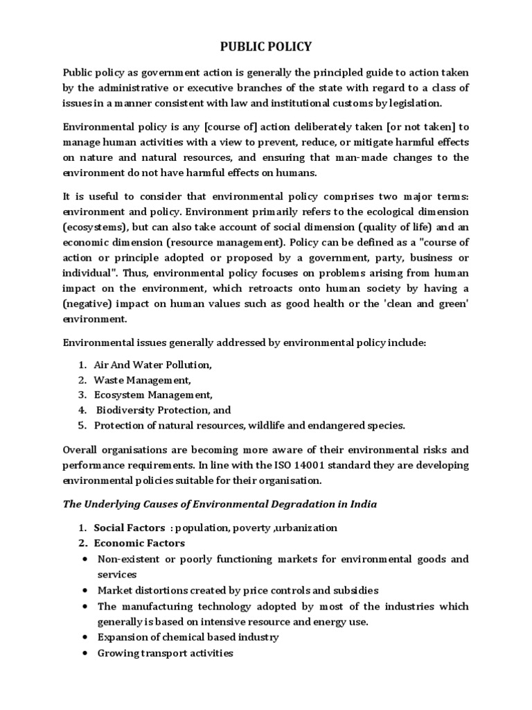 Environmental Policy Framework in India | PDF | Environmental Policy ...