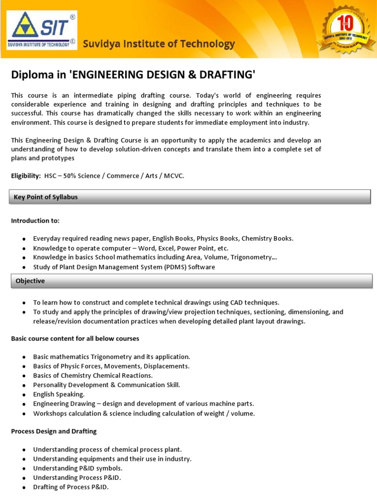Engineering Design & Drafting Diploma | PDF | Technical Drawing ...