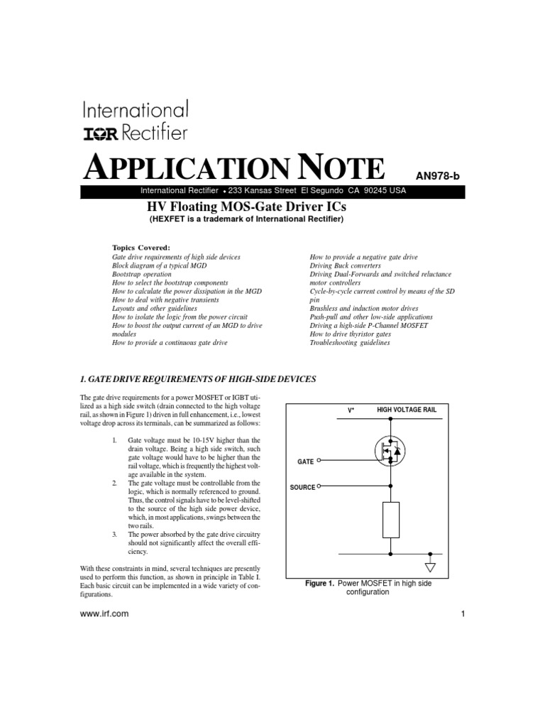 HV Floating MOS-Gate Driver ICs Application Note | PDF | Field Effect ...