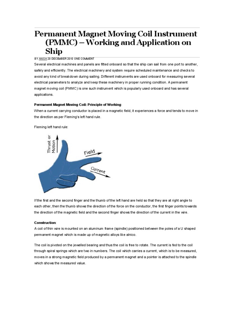 Permanent Magnet Moving Coil Instrument | PDF | Electric Current ...