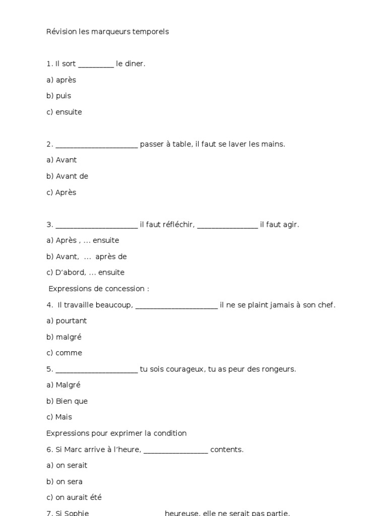 Révision Les Marqueurs Temporels | PDF