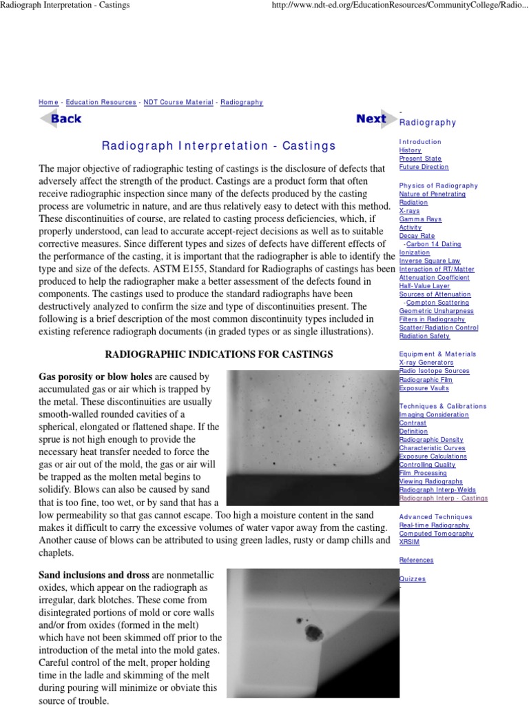 Radiograph Interpretation - Castings | Casting (Metalworking) | Radiography