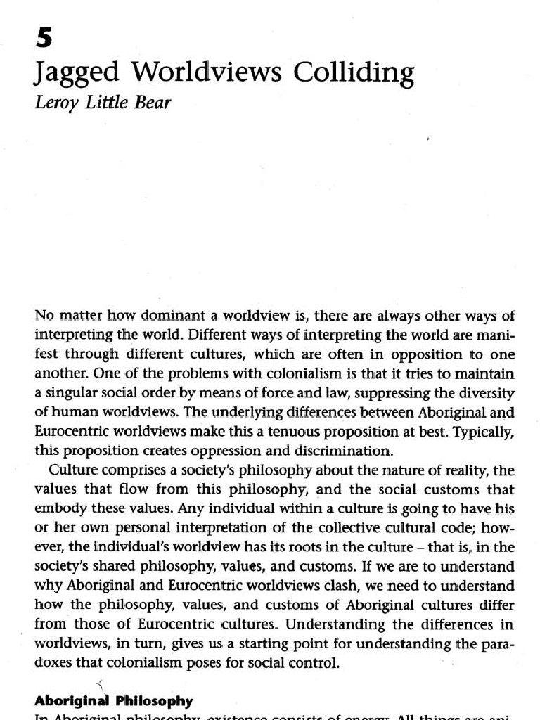 Leroy Little Bear: Jagged Worldviews Colliding | PDF
