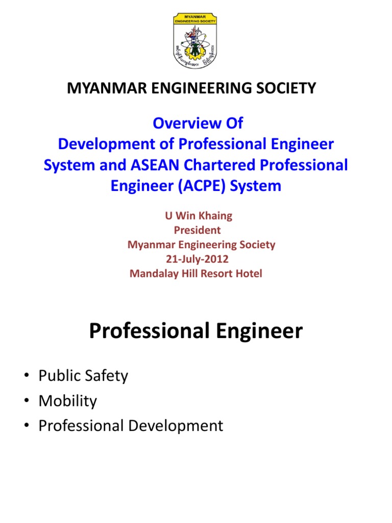 Overview of PE by U Win Khaing | PDF | Engineer | Engineering