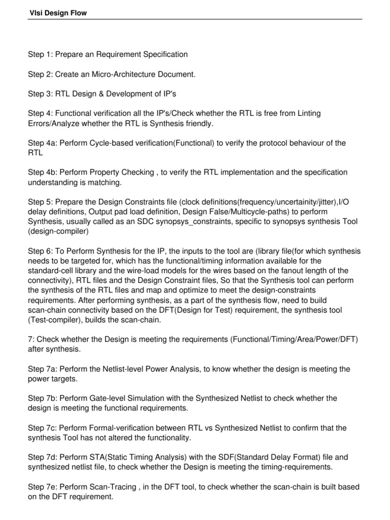 The Comprehensive VLSI Design Flow: From Concept to Tape-Out | PDF