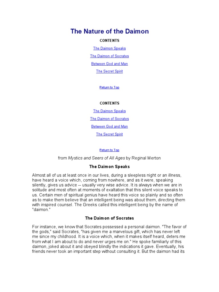 The Nature of the Daimon: Exploring the Concept of the Guardian Spirit ...