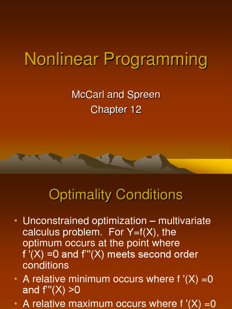 Nonlinear Programming | PDF | Mathematical Optimization | Maxima And Minima