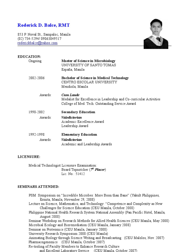 Roderick Balce: MedTech Profile | PDF | Manila | Science And Technology