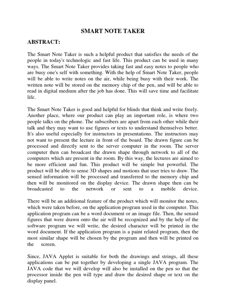 Abstract Smart Note Taker | PDF | Computer Program | Programming