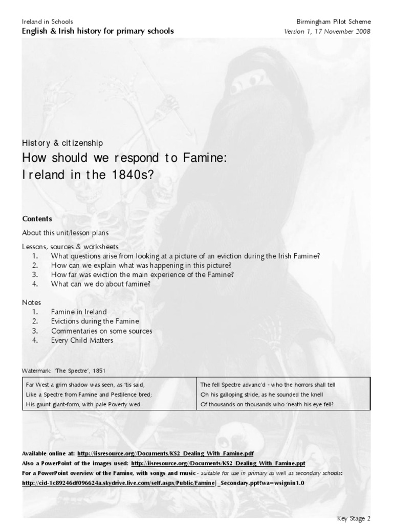 KS2: How Should We Respond To Famine: Ireland in The 1840s? | PDF ...