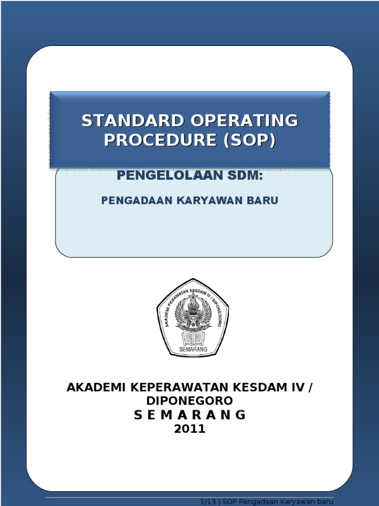 Sop Rekrutmen Karyawan Baru Kesdam | PDF