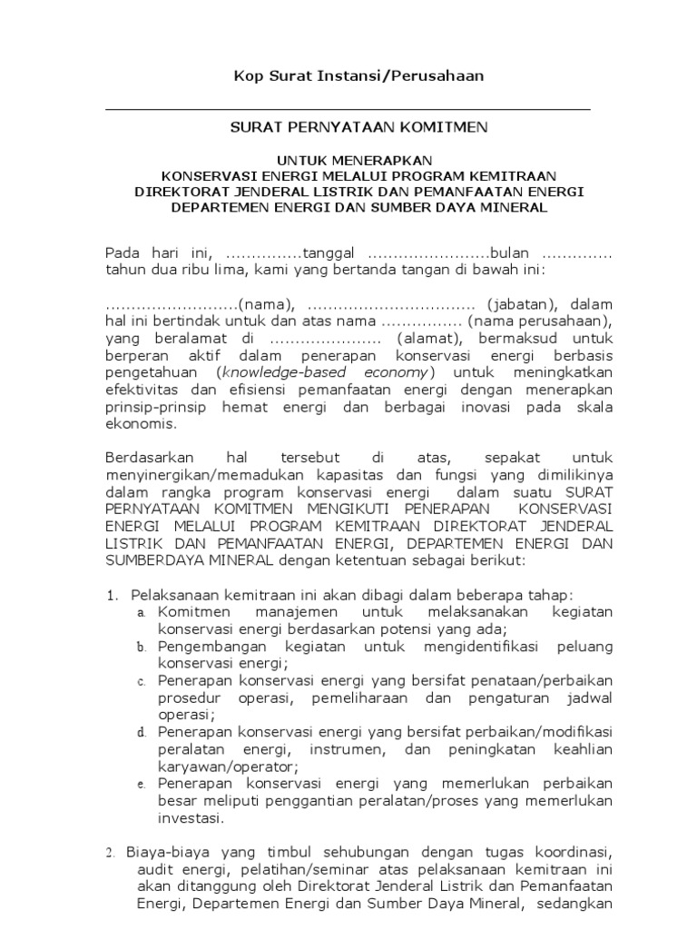 Surat Pernyataan Komitmen | PDF