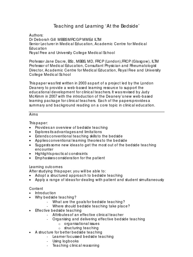 Effective Bedside Teaching Strategies | PDF