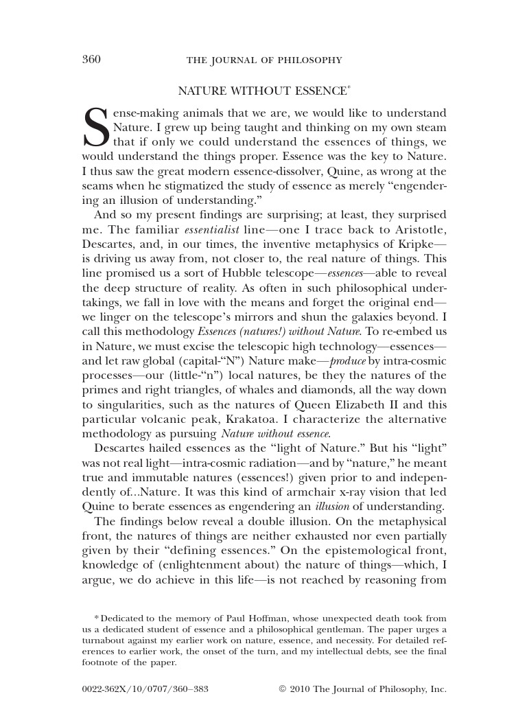 Almog, Joseph - Nature Without Essence | PDF | Axiom | Model Theory