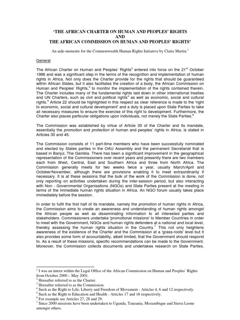 African Commission Paper | PDF | Non Governmental Organization | Internship