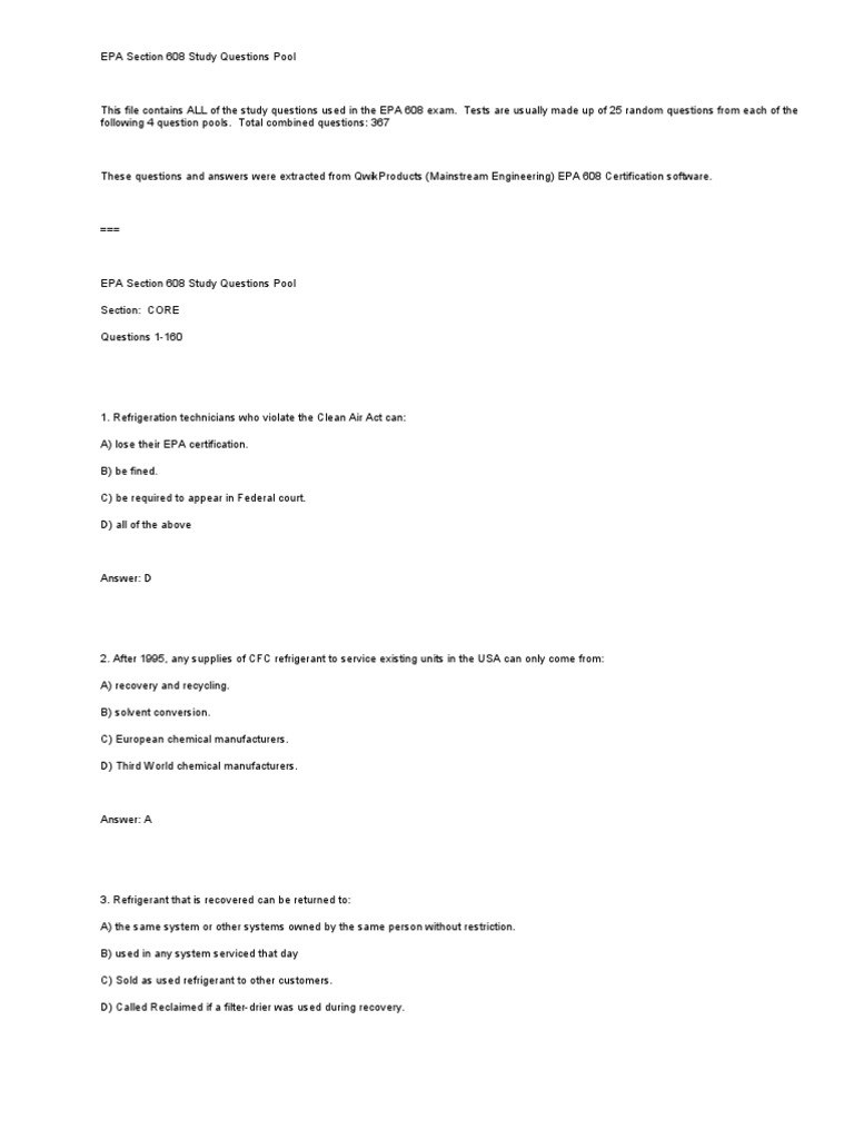 EPA 608 Practice Test: Prepare for Your Certification Exam