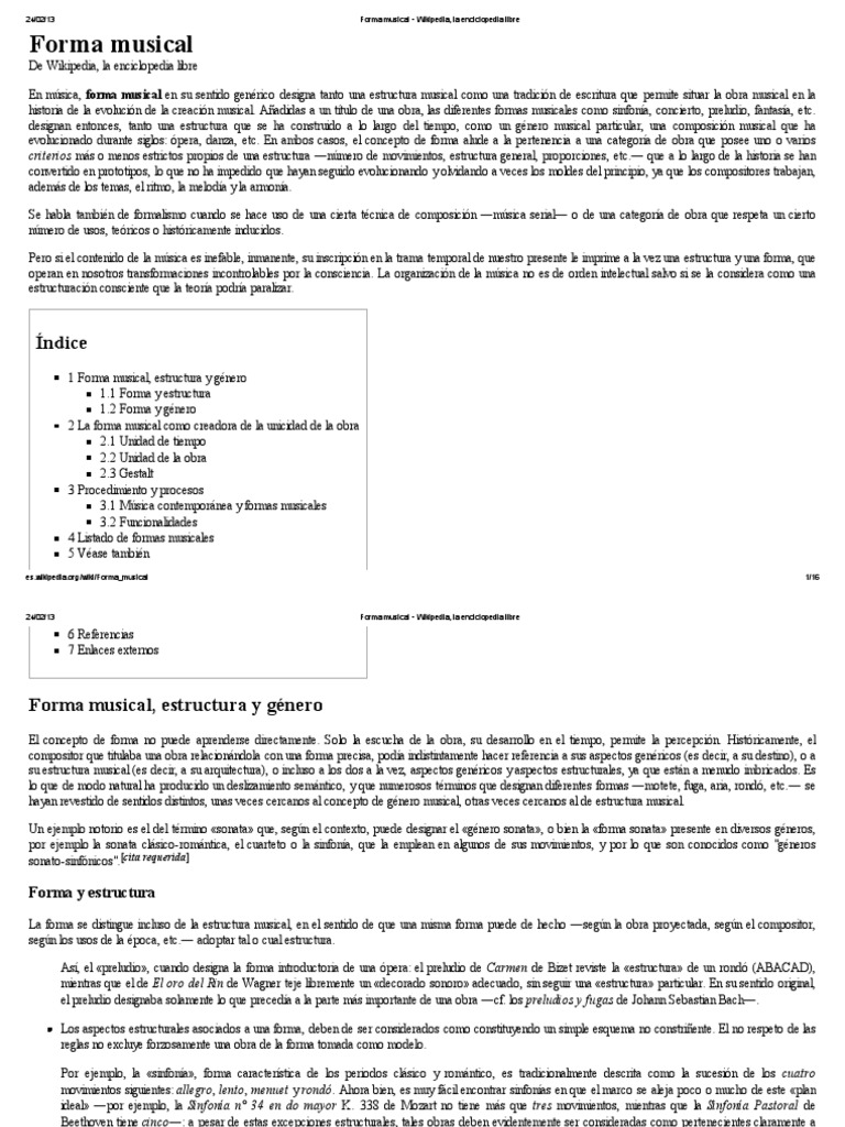 Forma Musical - Wikipedia, La Enciclopedia Libre | PDF | Formas ...