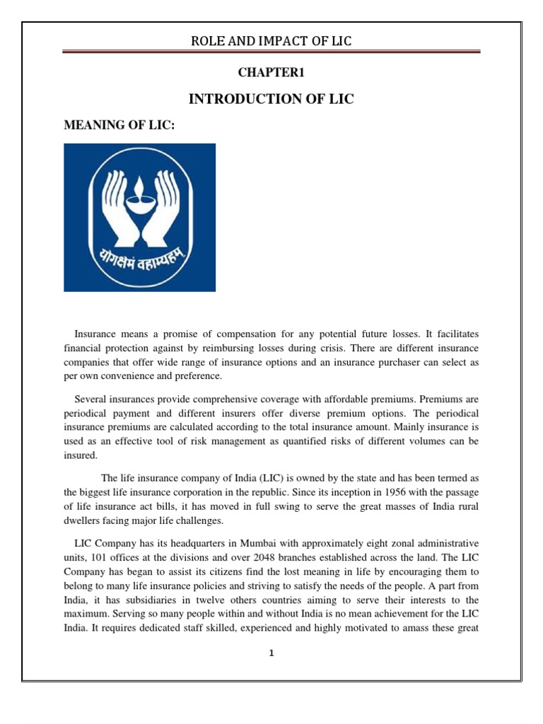 Role and Impact of Lic | PDF | Life Insurance | Insurance