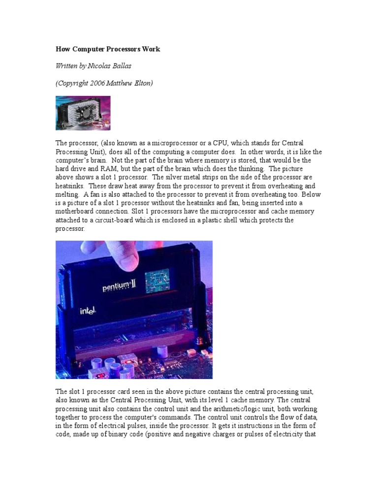 Written by Nicolas Ballas: How Computer Processors Work | PDF | Cpu ...