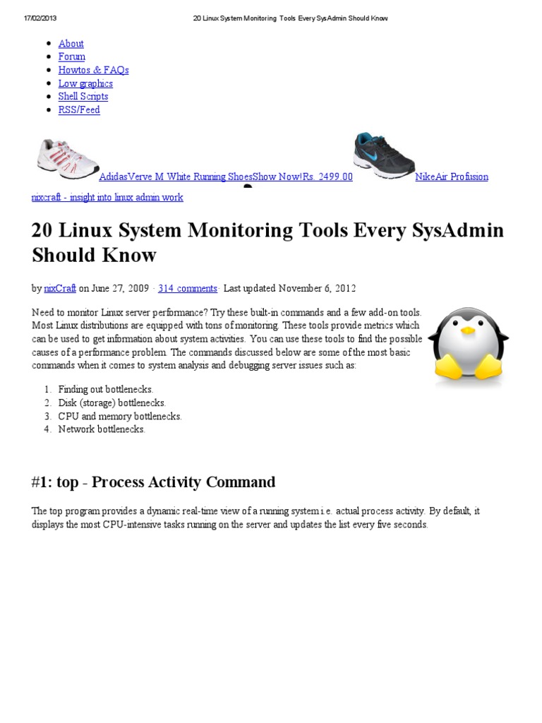 20 Linux System Monitoring Tools Every SysAdmin Should Know | PDF ...