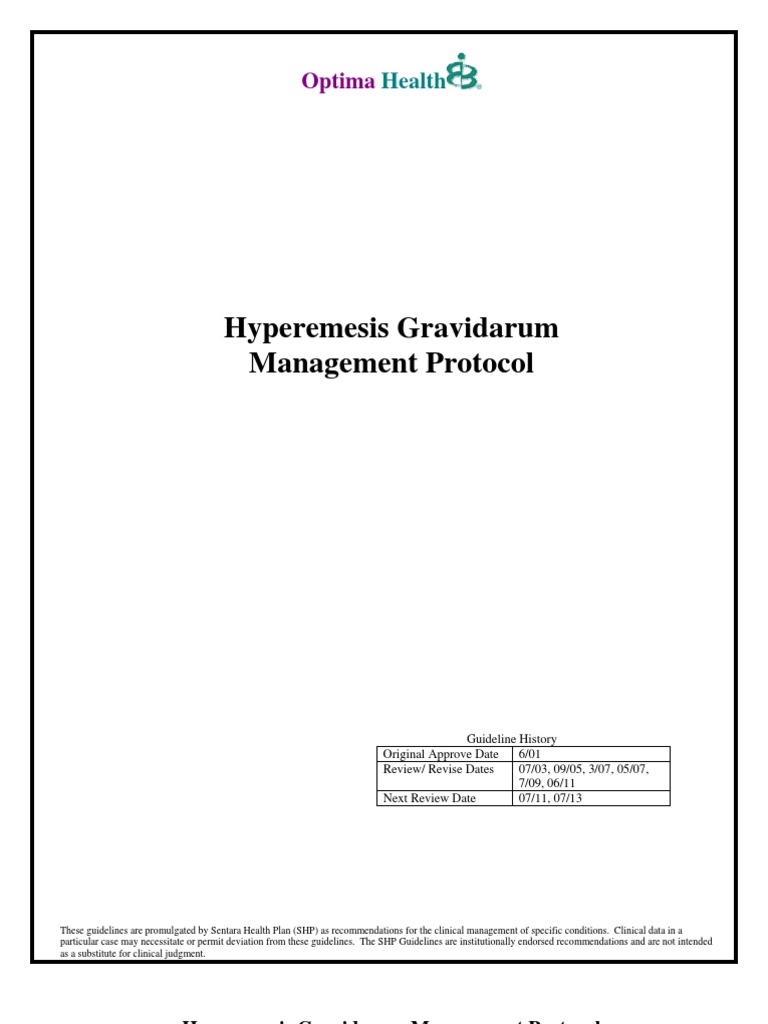Hyperemesis Gravidarum Protocol | PDF | Health Care | Health Sciences