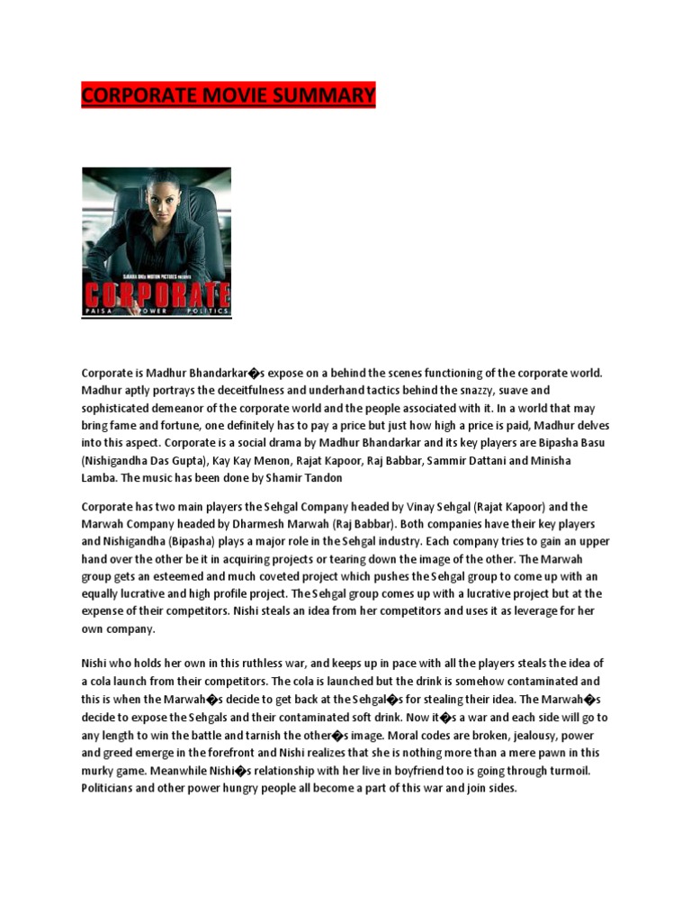 Corporate Movie Summary | PDF
