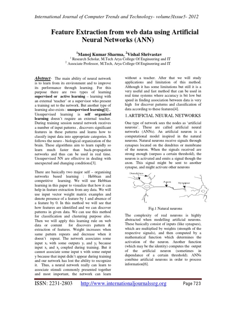 Feature Extraction From Web Data Using Artificial Neural Networks (ANN) | PDF | Artificial ...